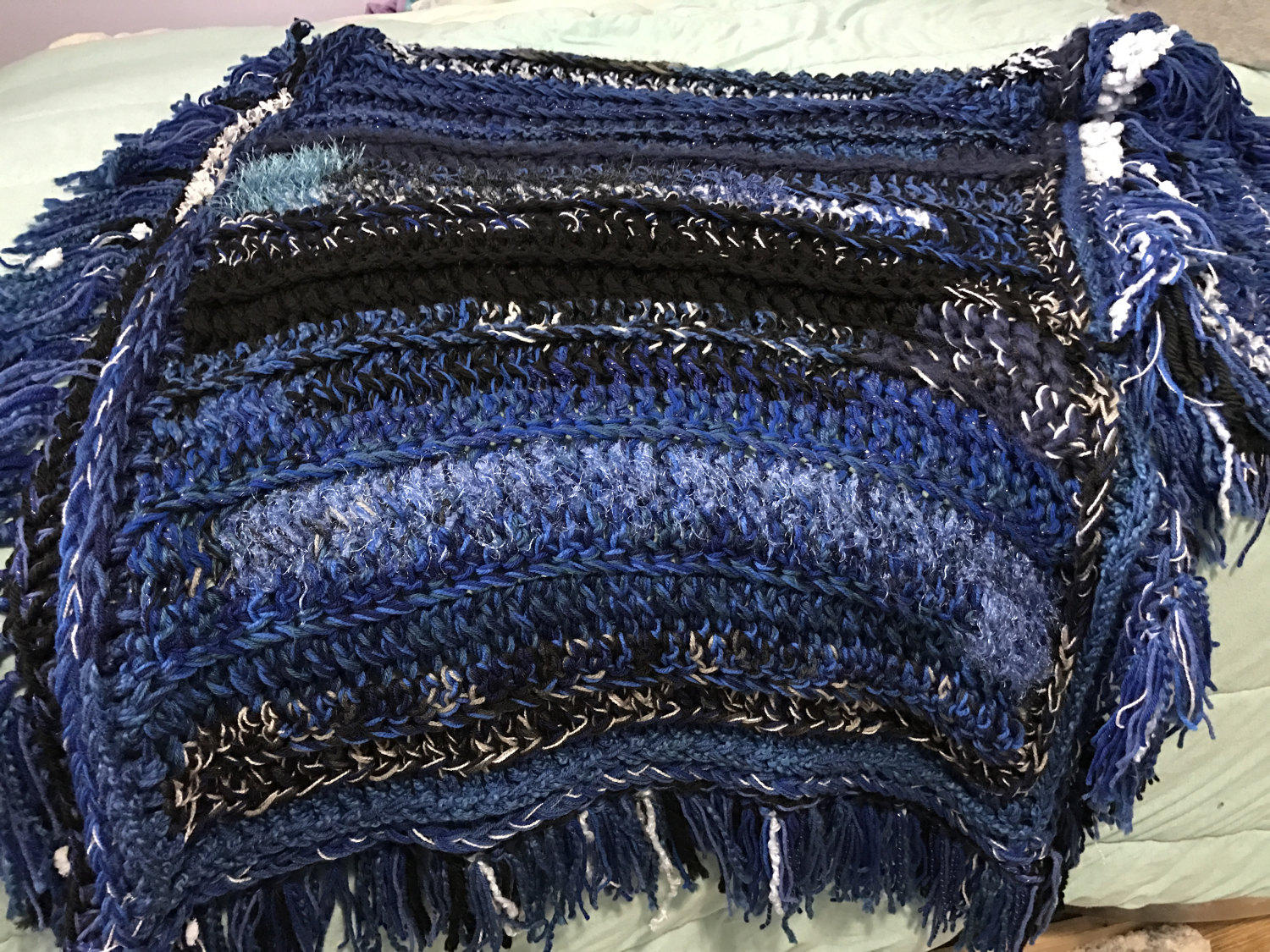 Blanket Starry Night Crochet Blanket Navy Blue Black White | Etsy