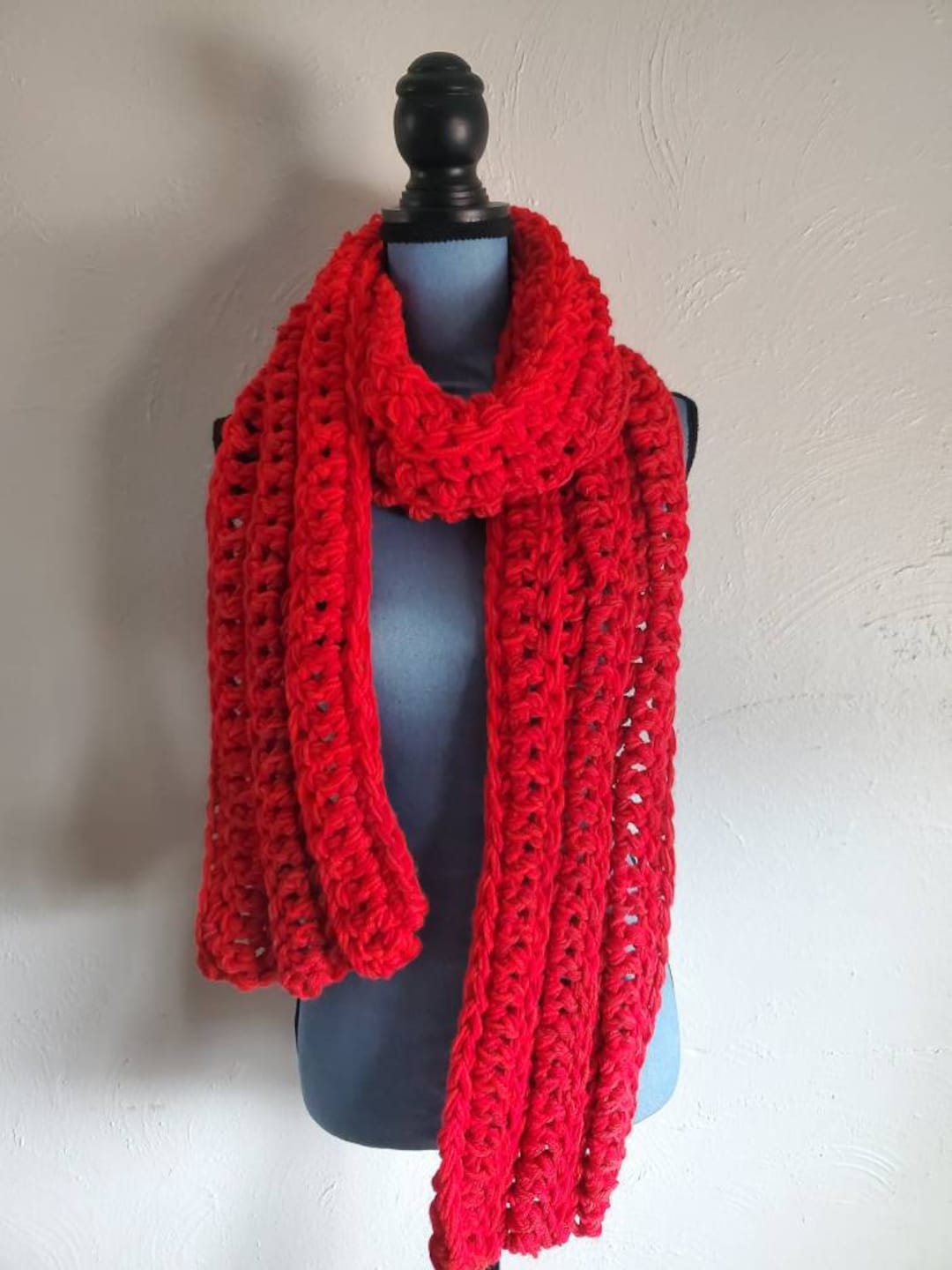 Sale Thick and Cozy Bright Red Scarf - Etsy