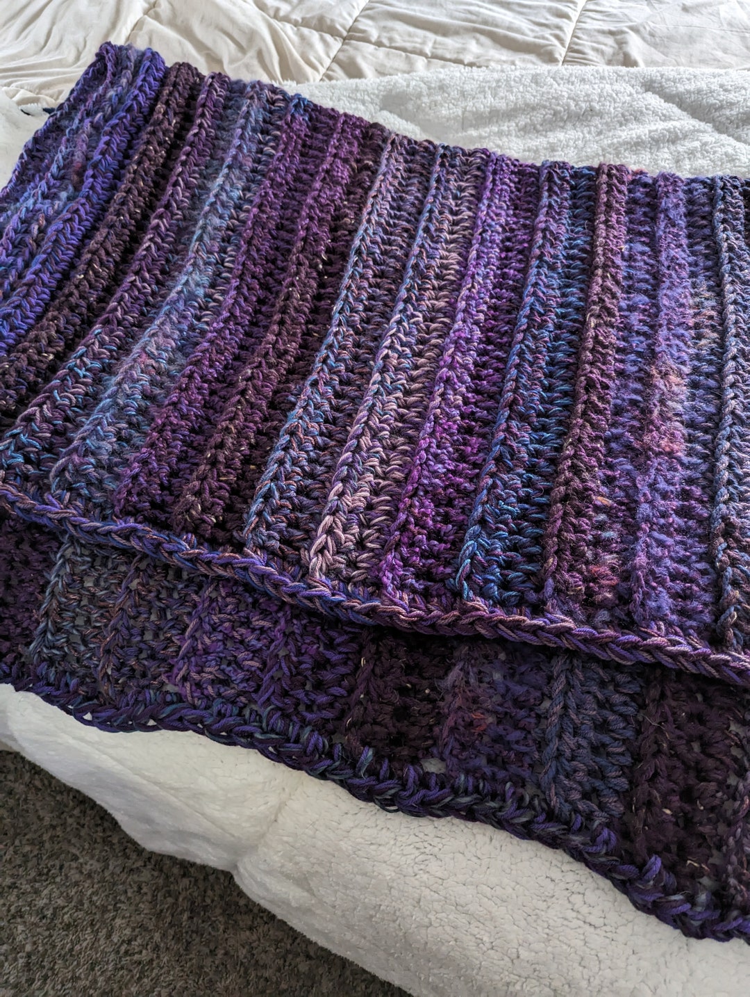 Crochet Throw Blanket in Purple Jewel Tones - Etsy