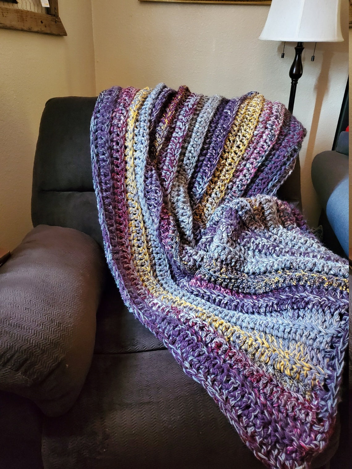 CROCHET PATTERN Crochet Throw Afghan Purple Raspberry - Etsy