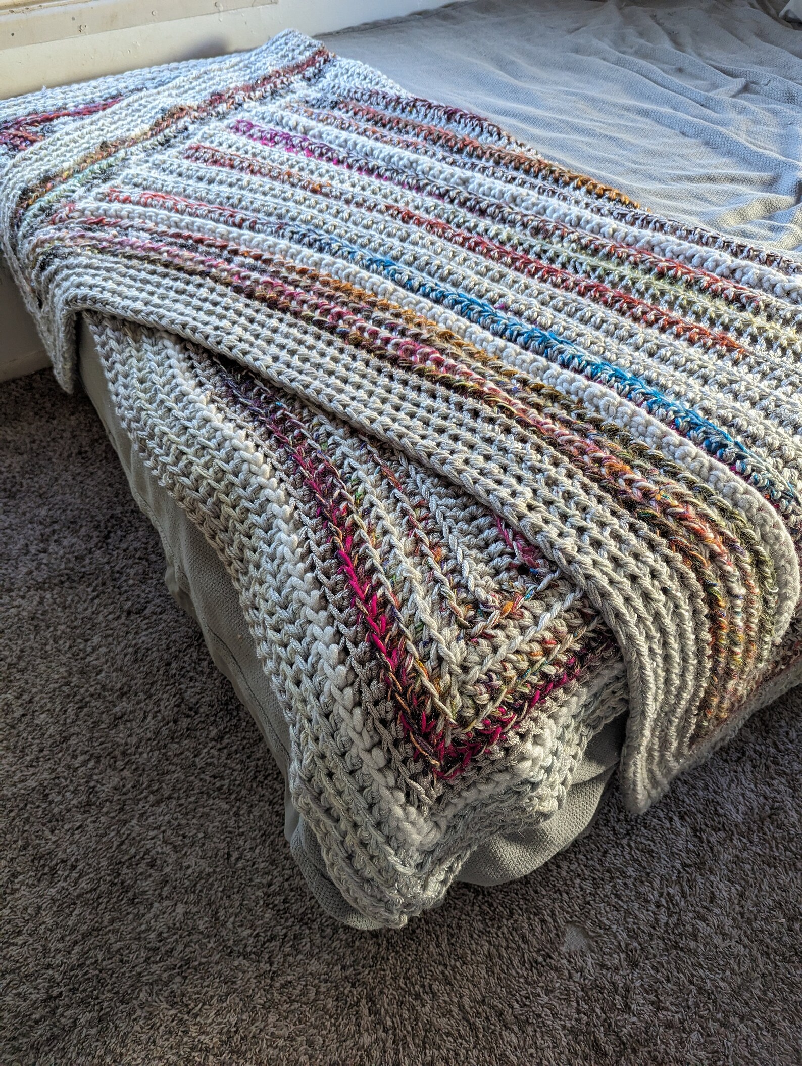 Crochet Sparkle Blanket in Silver and Rainbow Colors - Etsy