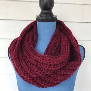 Scarf, Crochet Long Scarf in Maroon, Maroon Scarf, Chunky Maroon Scarf ...