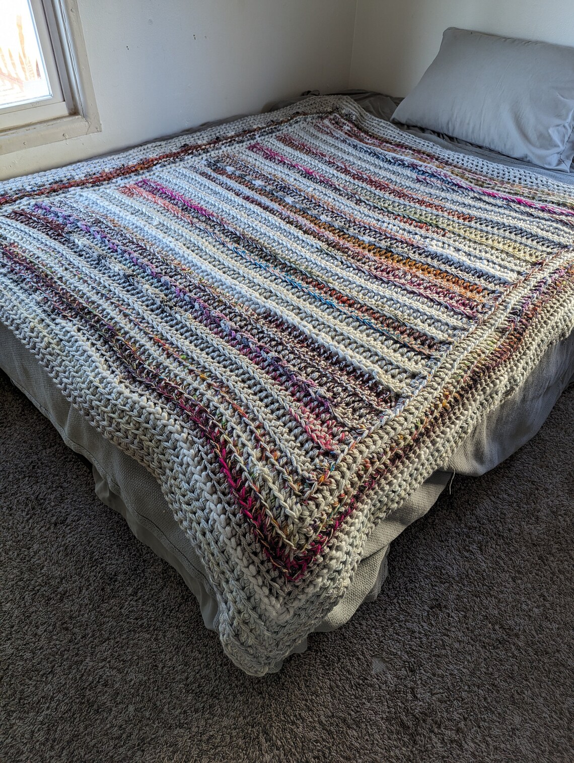Crochet Sparkle Blanket in Silver and Rainbow Colors - Etsy