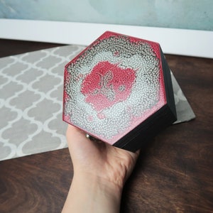 Wooden Trinket Box Red Silver Metalic Shimmering Dragon Skin Keepsake ...