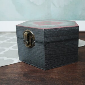 Wooden Trinket Box Red Silver Metalic Shimmering Dragon Skin Keepsake ...