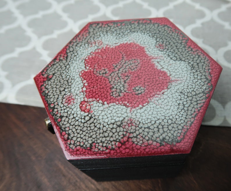 Wooden Trinket Box Red Silver Metalic Shimmering Dragon Skin - Etsy