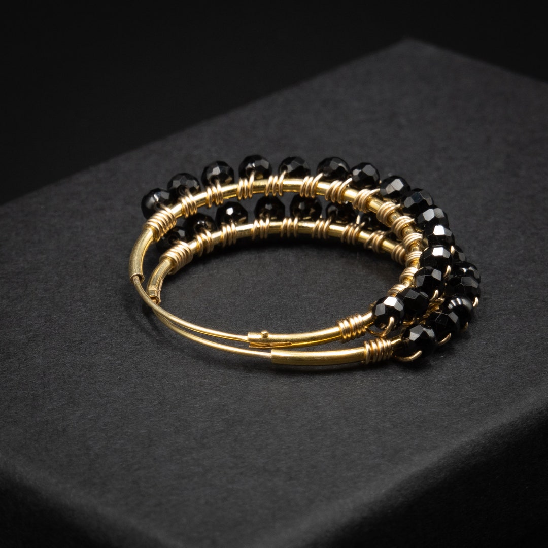 Black Spinel Earrings, Black Spinel Sterling Silver or Vermeil Gold ...