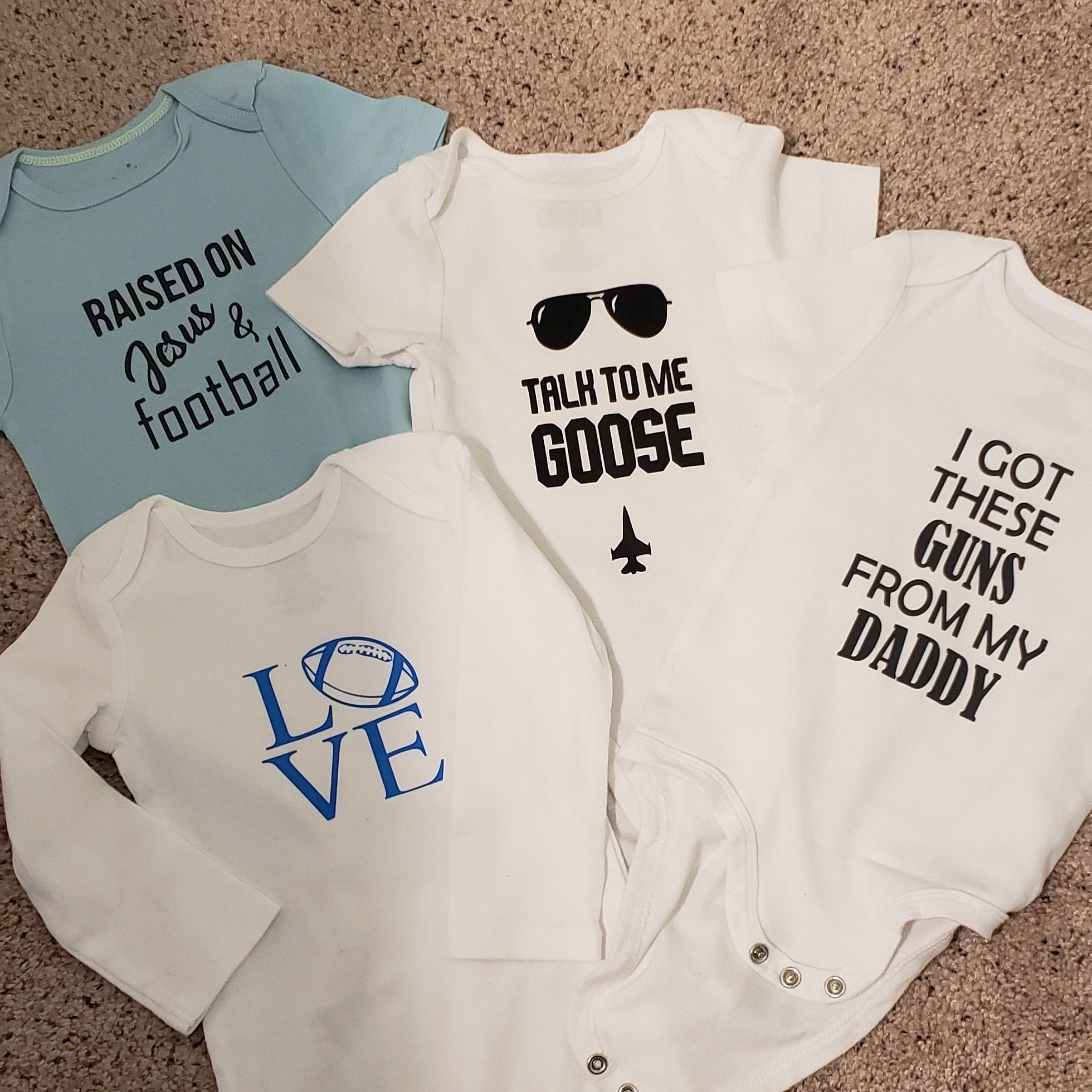 I Got These Guns From My Daddy Onesie, HTV Vinyl Bodysuit Fathers Day ...