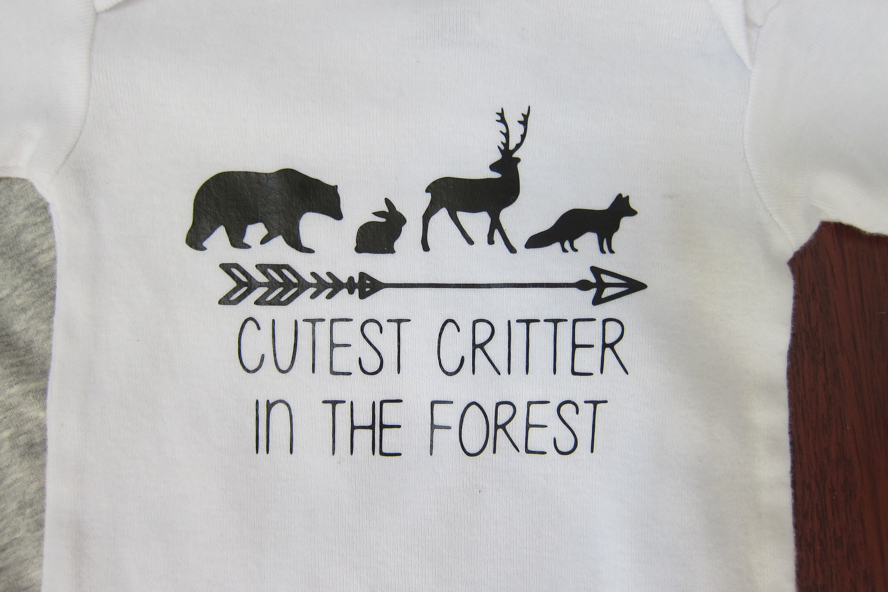 Cutest Critter in the Forest Custom Onesie, HTV Vinyl Bodysuit; Animals ...