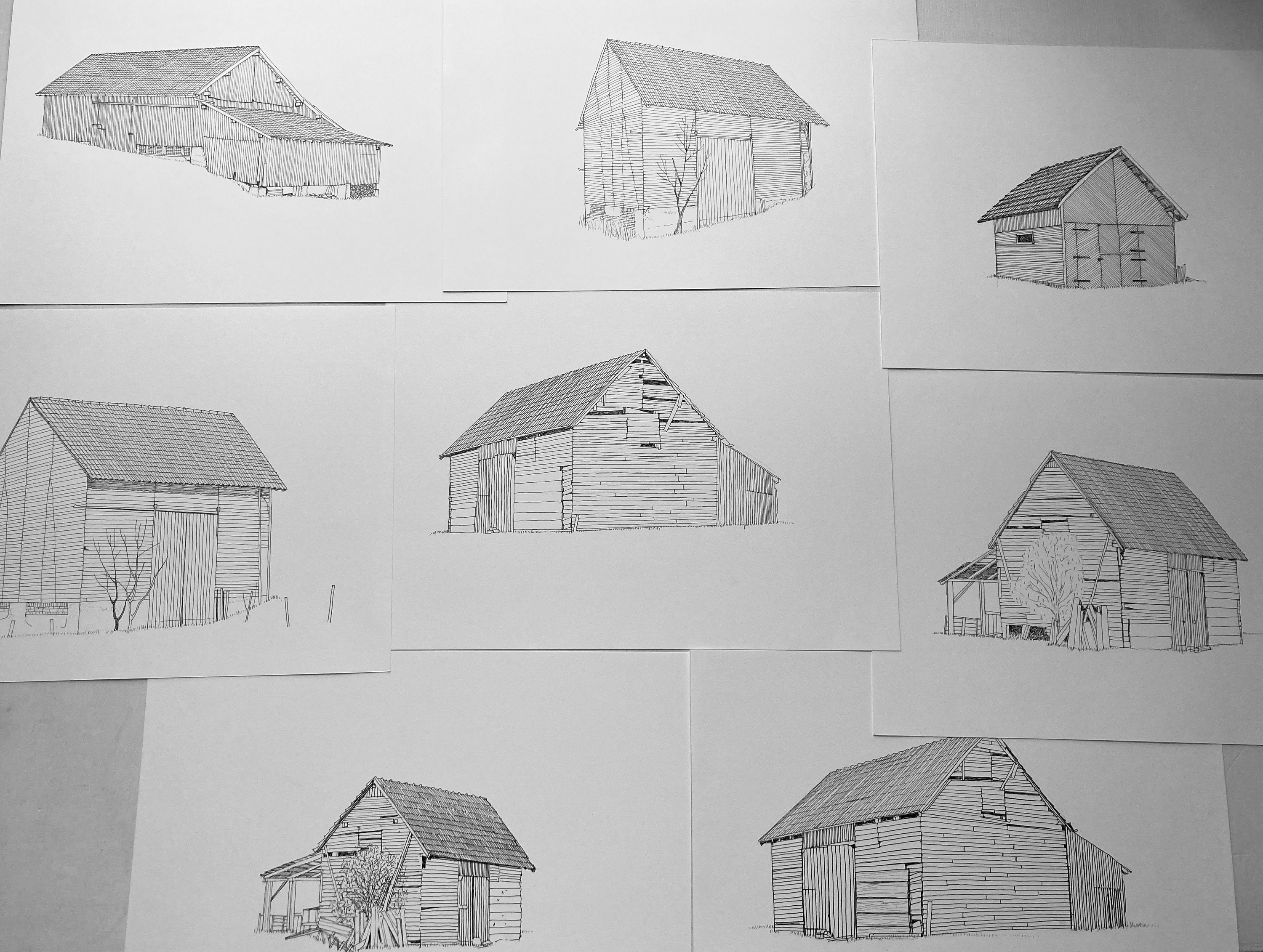 Original Drawing barn 27 in Pencil and Ink on Paper - Etsy