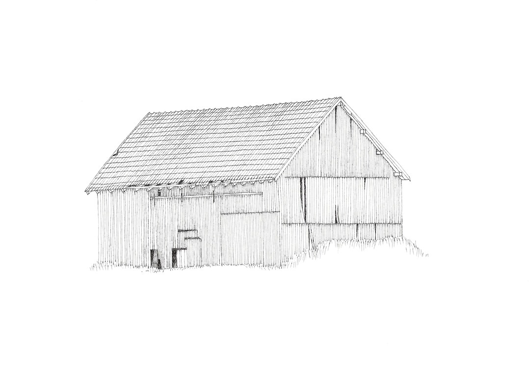 Original Drawing "barn 45“ in Pencil and Ink on Paper - Etsy