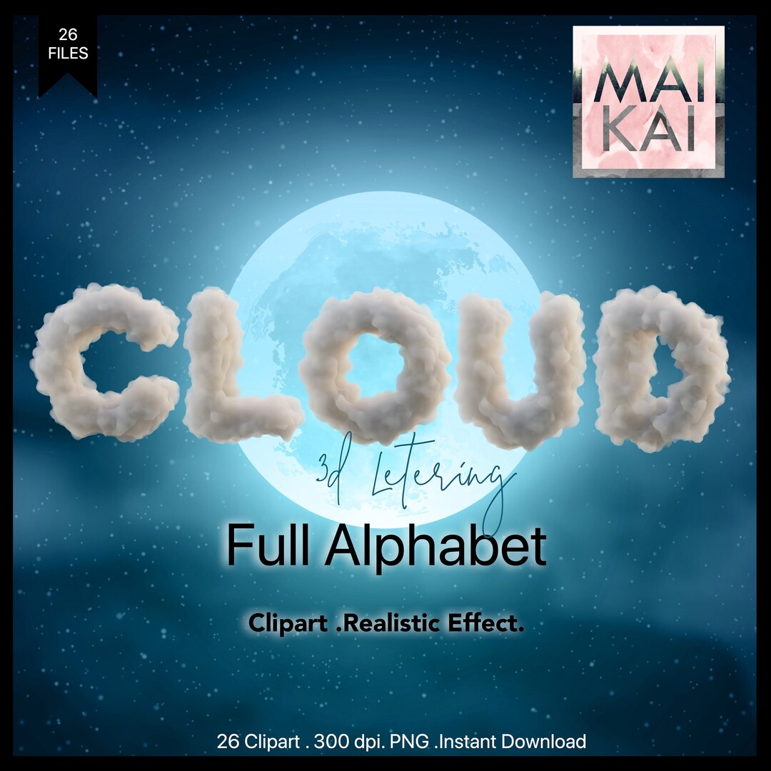 Cloud Alphabet Clipart Letter Clouds Foam Alphabet Cloud - Etsy