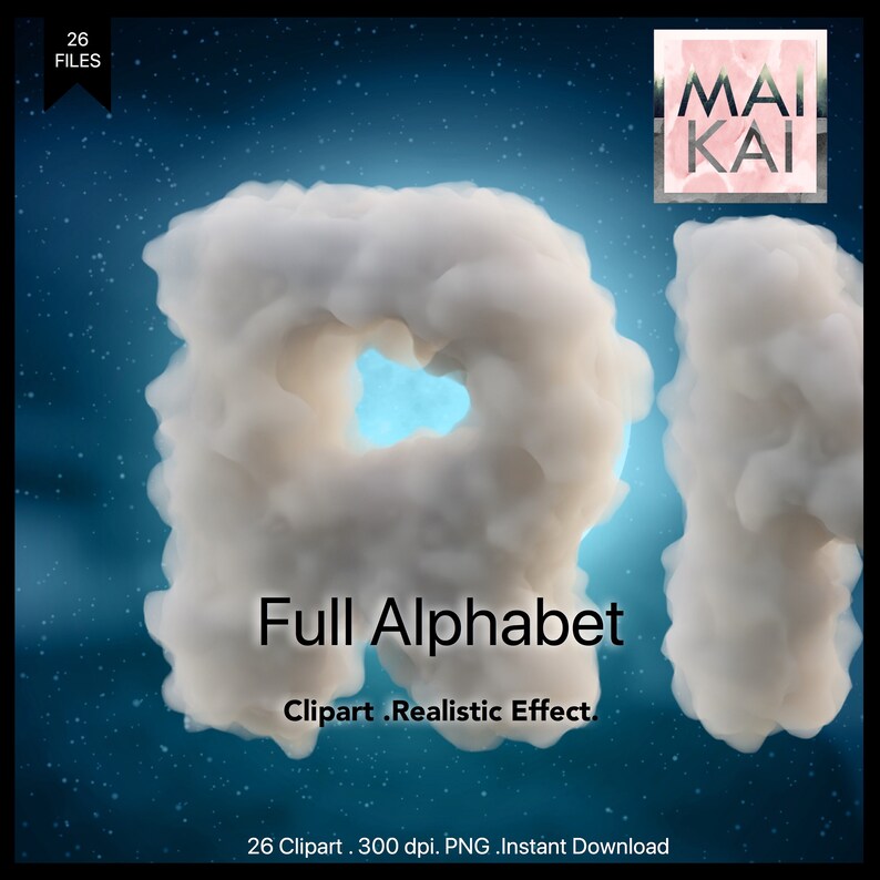 Cloud Alphabet Clipart Letter Clouds Foam Alphabet Cloud - Etsy