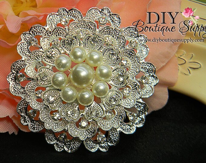 Large Rhinestone Pearl Brooch Wedding Brooch Bouquet Supply - Etsy