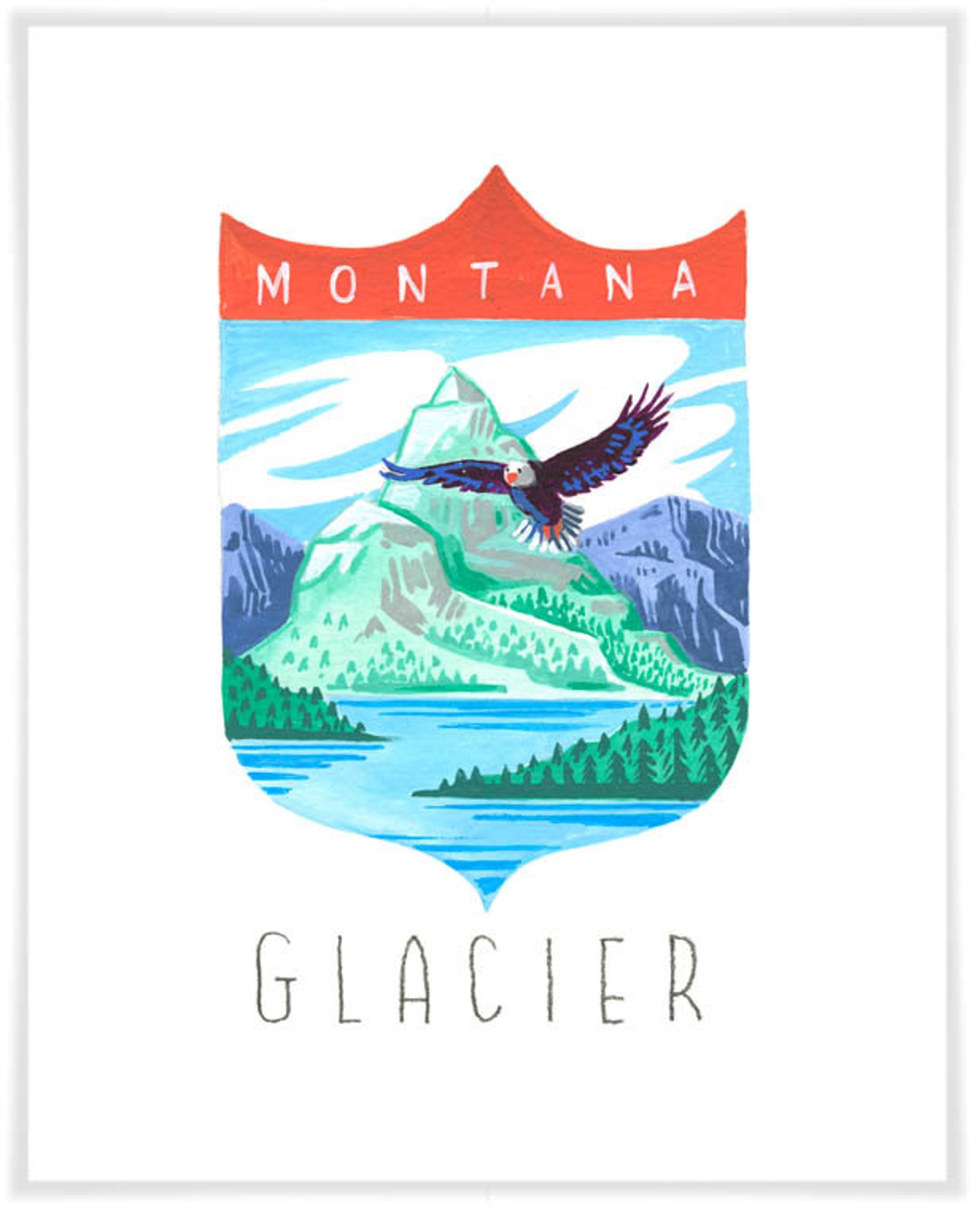 Glacier National Park Art Print. Glacier Poster. National Park | Etsy