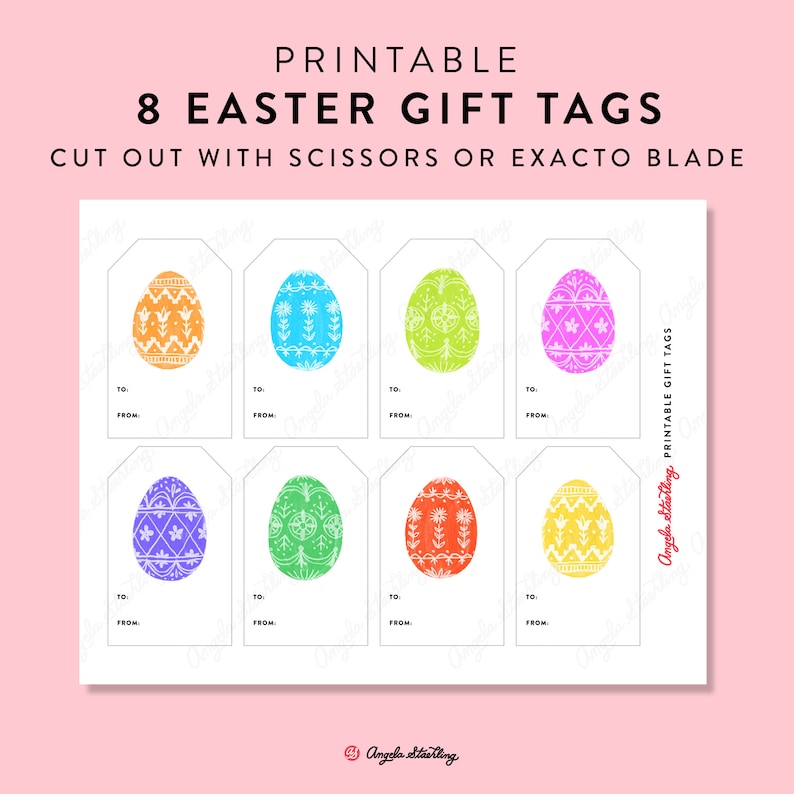 Printable Easter Egg Gift Tags Instant Download Easter Art - Etsy