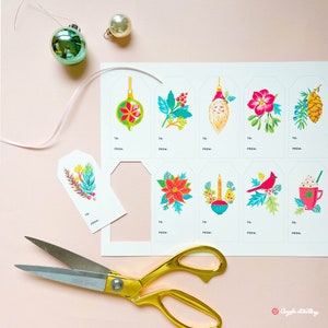 Printable Christmas Gift Tags, Digital Gift Tags, Christmas Digital Art ...