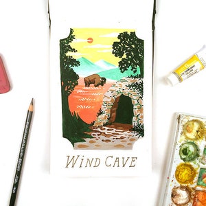 Wind Cave National Park. South Dakota Art Print. South Dakota Map Art ...