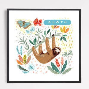 Sloth Art Print. Sloth Art Poster. Jungle Artwork. Costa Rica - Etsy