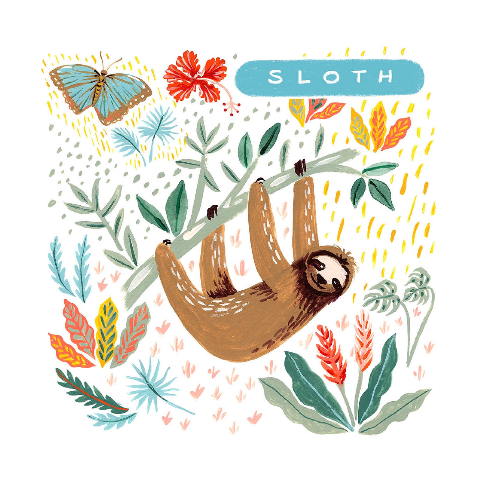 Sloth Art Print. Sloth Art Poster. Jungle Artwork. Costa Rica - Etsy