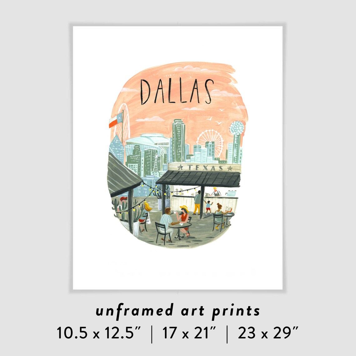 Dallas Texas Art Print. Dallas City Poster. Dallas Skyline. | Etsy