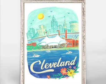 Vintage Cleveland Poster high Quality Art Print Multiple Size Options ...