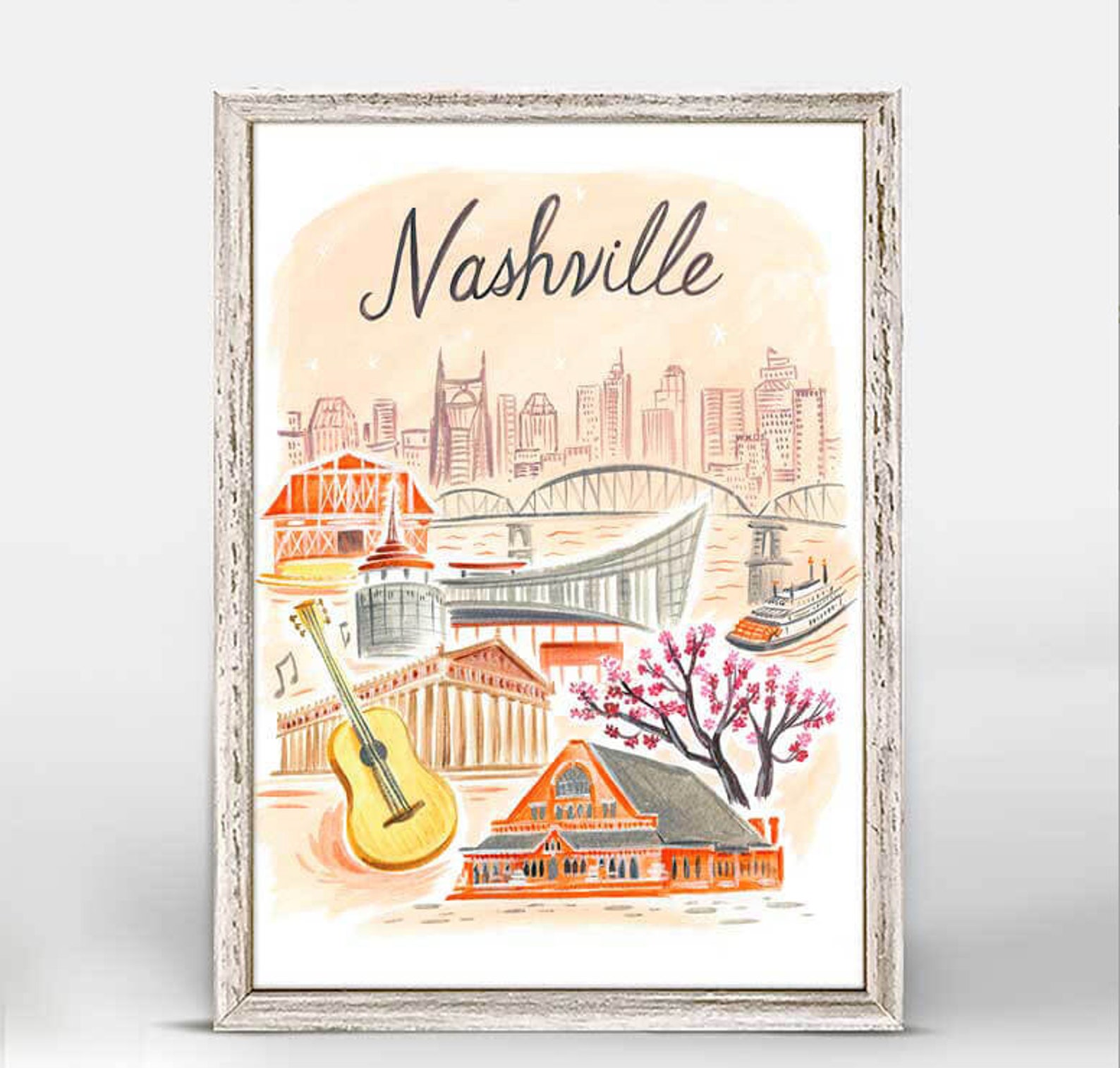 Nashville Tennessee Art Print. Nashville City Skyline Poster. - Etsy