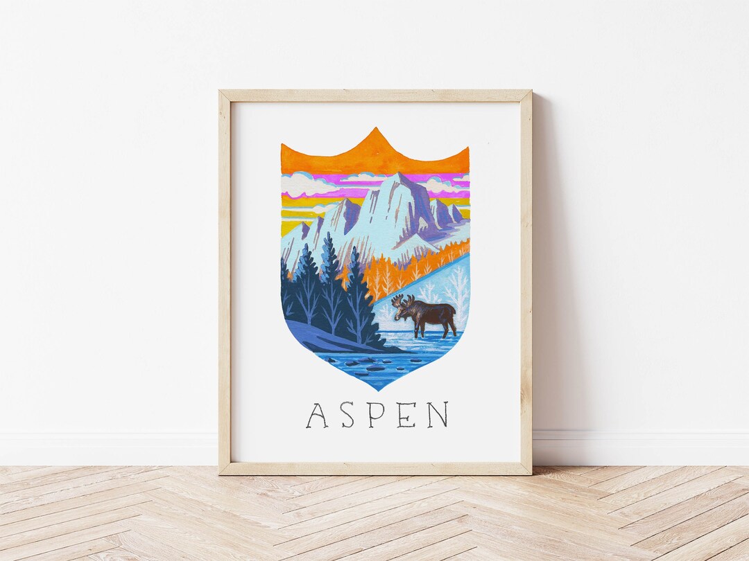 Aspen Colorado Ski Art Print. Aspen Colorado Poster. Aspen Ski Gift ...