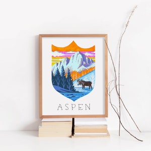 Aspen Colorado Ski Art Print. Aspen Colorado Poster. Aspen Ski Gift ...