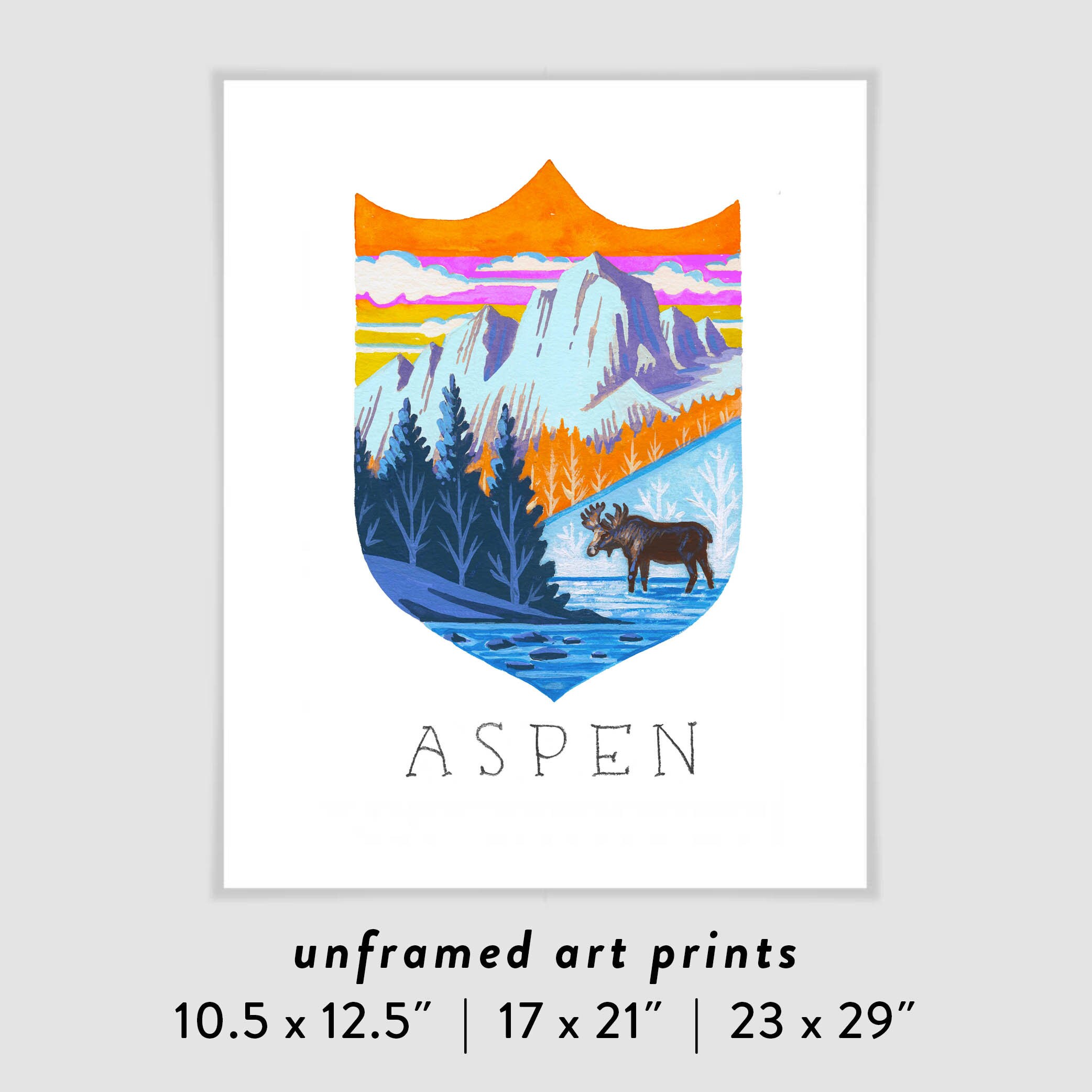 Aspen Colorado Ski Art Print. Aspen Colorado Poster. Aspen Ski | Etsy