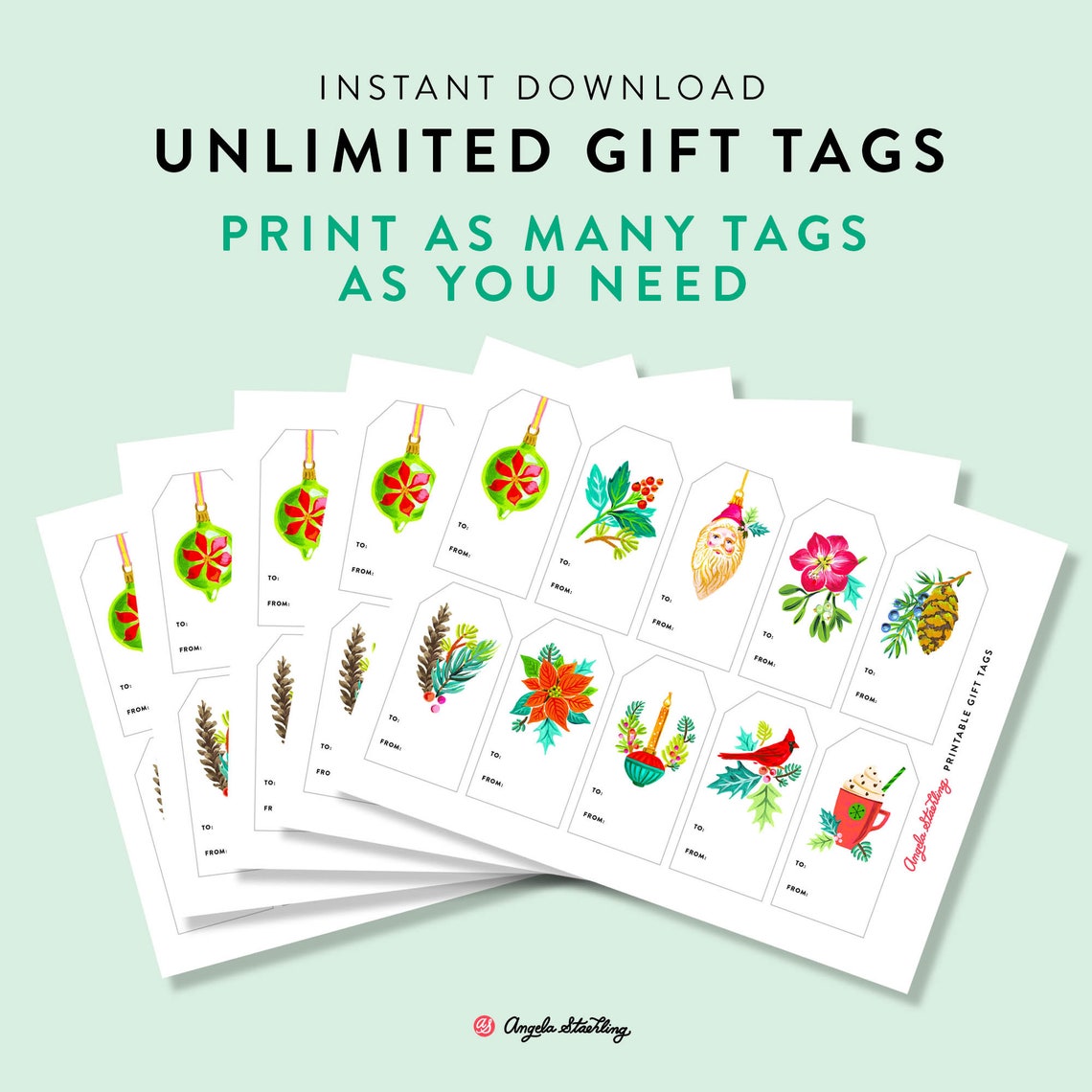 Printable Christmas Gift Tags Digital Gift Tags Christmas - Etsy