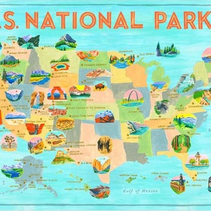 National Park Map Wall Art Print - Etsy