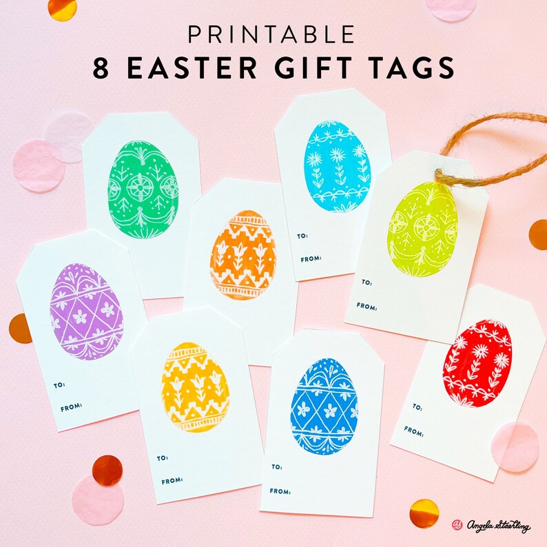 Printable Easter Egg Gift Tags Instant Download Easter Art - Etsy