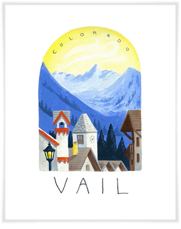 Vail Colorado Ski Art Print. Vail Colorado Poster. Vail | Etsy