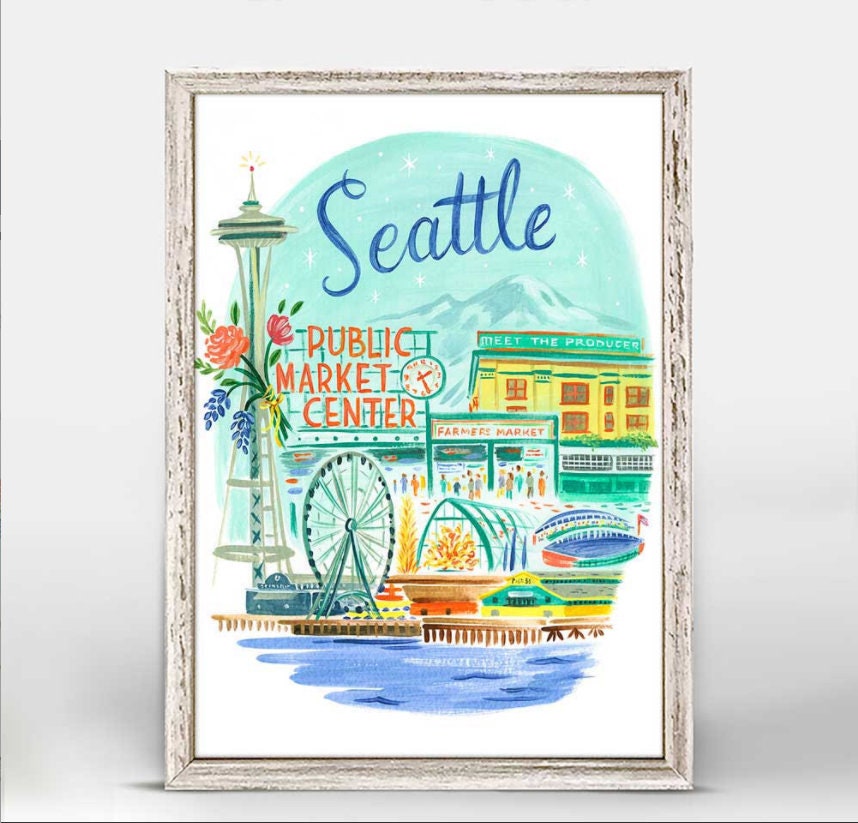 Seattle Art Print. Seattle City Poster. Seattle Skyline Wall | Etsy