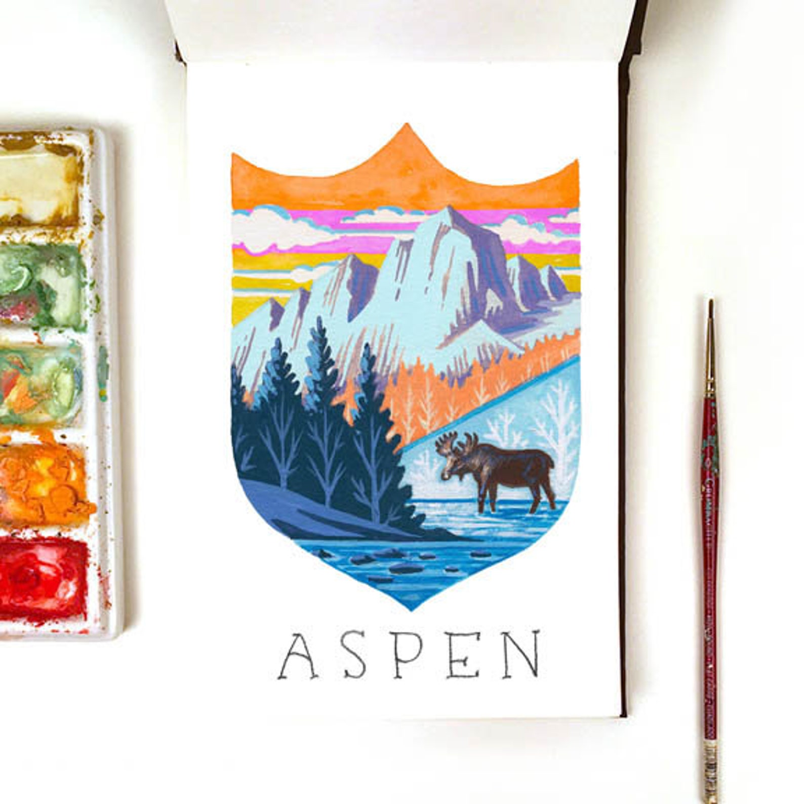 Aspen Colorado Ski Art Print. Aspen Colorado Poster. Aspen Ski - Etsy