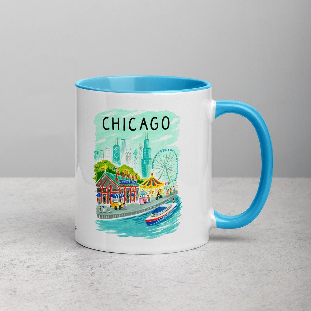 Chicago Mug. Chicago Coffee Mug. Chicago Skyline Print. Coffee | Etsy