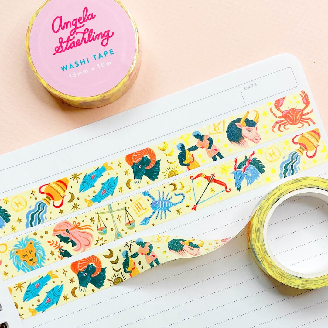Zodiac Washi Tape, Astrology Washi Tape, Zodiac Sign Gold Foil Tape ...