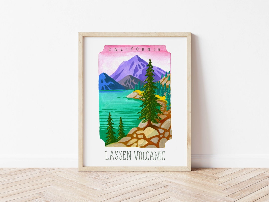 Lassen Volcanic National Park Print. National Park Map Art. Travel ...