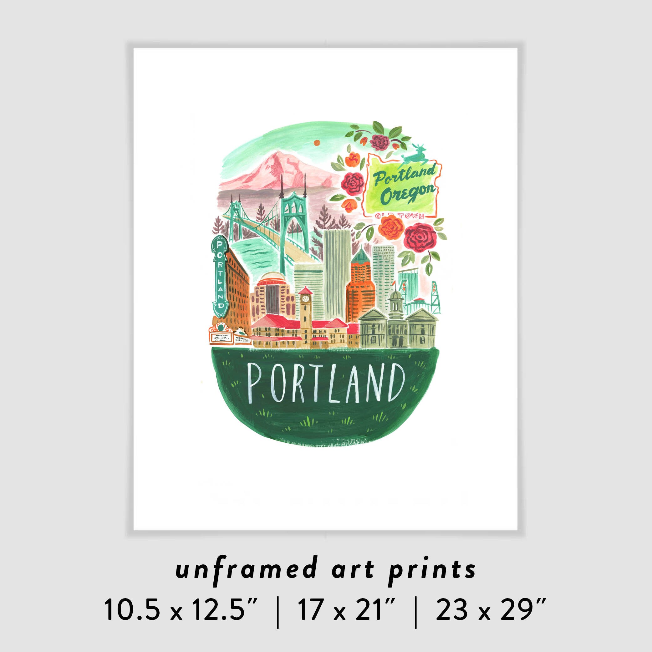 Portland Oregon Art Print. Portland Travel Poster. Portland | Etsy