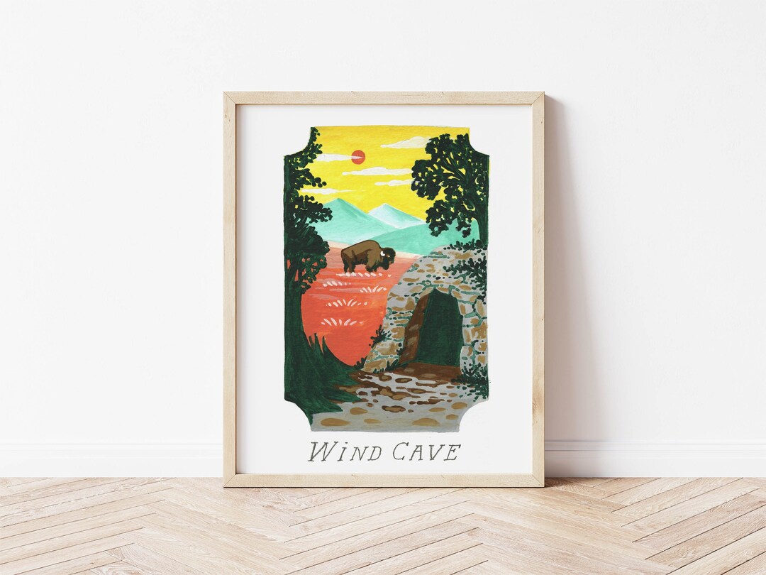 Wind Cave National Park. South Dakota Art Print. South Dakota Map Art ...