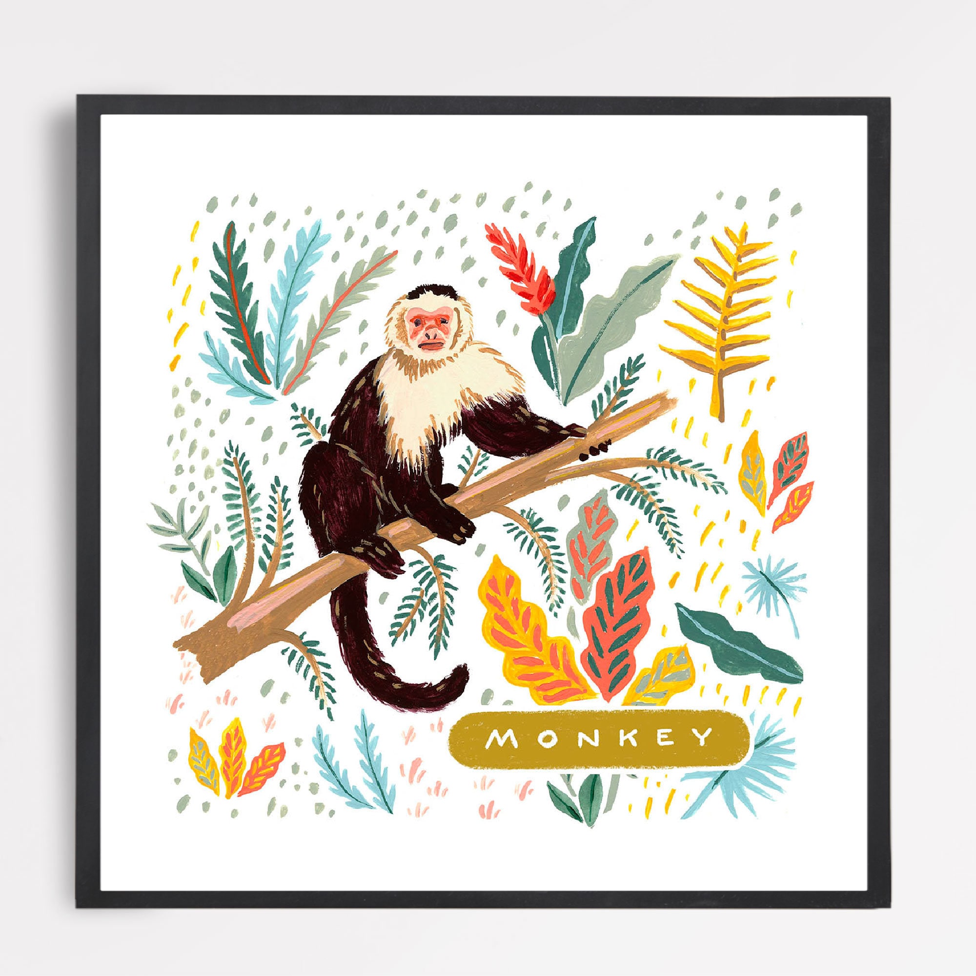 Monkey Art Print. Monkey Art Poster. Jungle Artwork. Costa | Etsy
