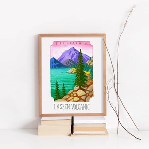Lassen Volcanic National Park Print. National Park Map Art. Travel ...