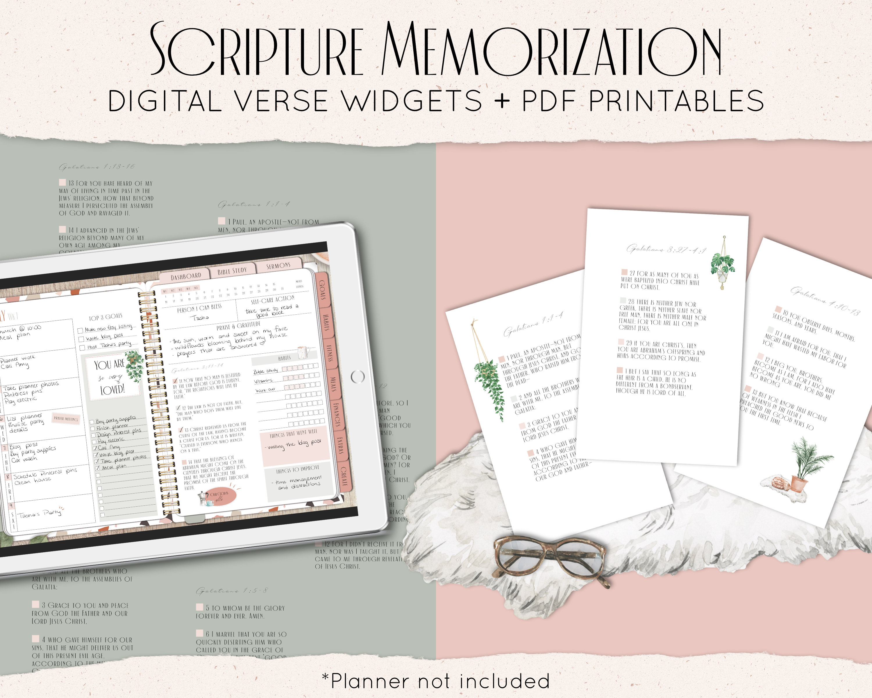 Faith Digital Planner Widgets, PNG Bible Memorization Widgets and PDF ...