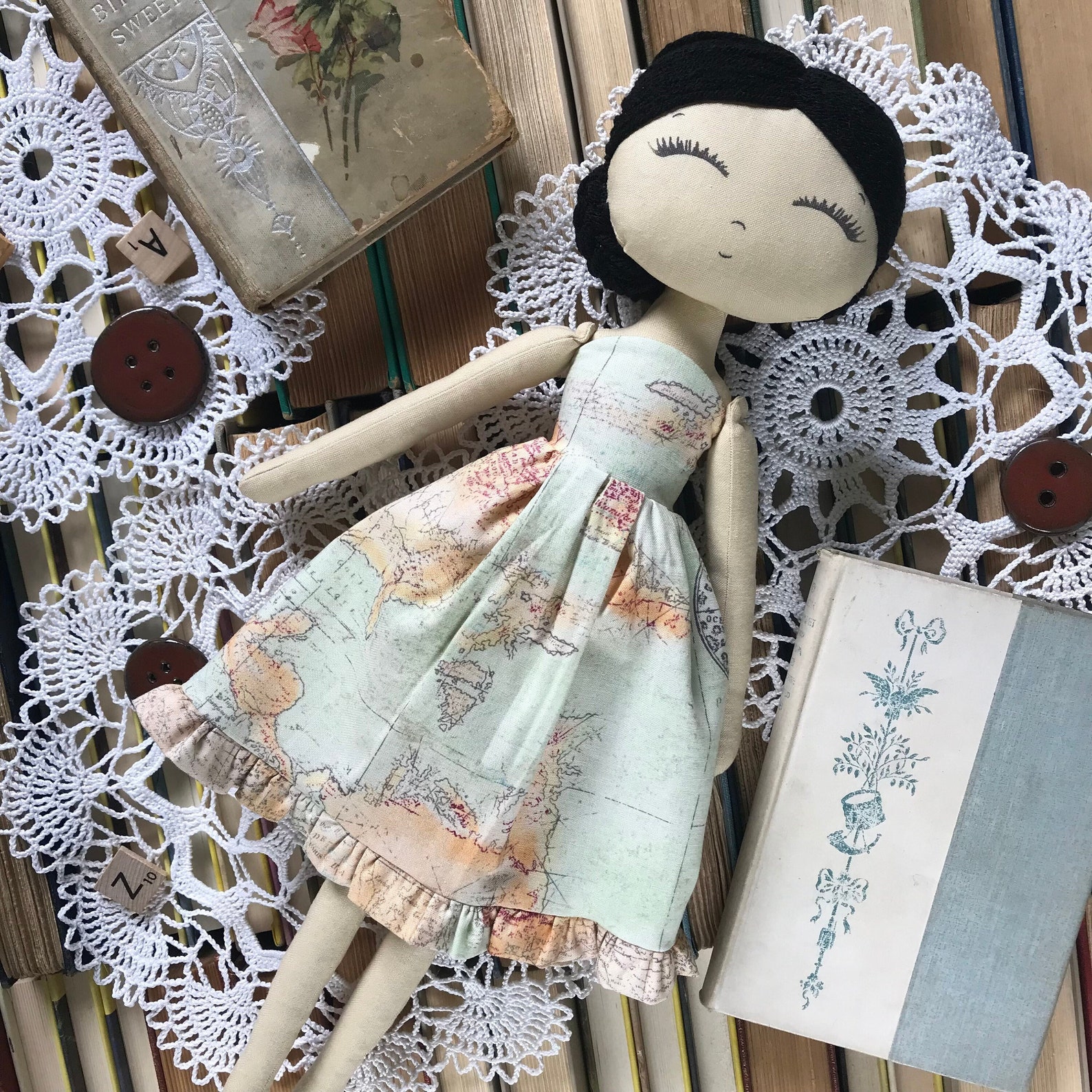 JULIETTE Handmade Fabric Doll Gingermelon Sparkle Starlet Girl Keepsake ...