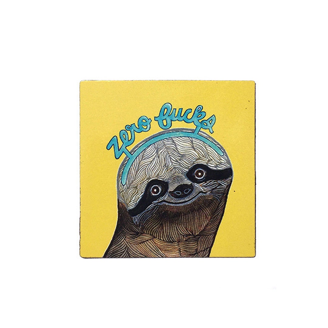 Magnet Swearing Sloth | Zero F*cks | Original Artwork | Watercolour - Etsy