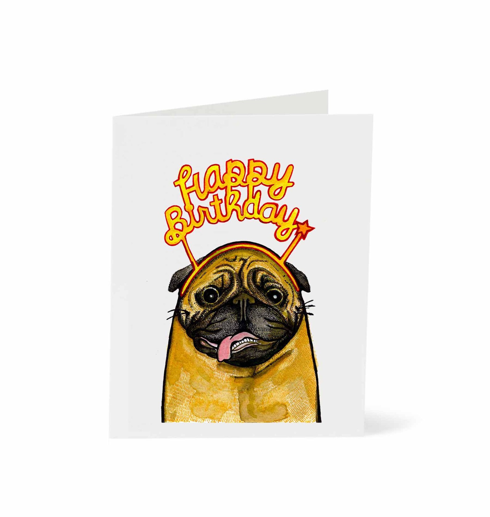 Birthday Pug Card Original Artwork Watercolour - Etsy