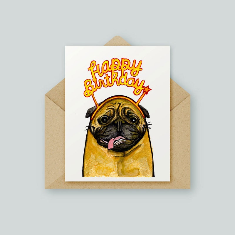 Pug Card - Etsy