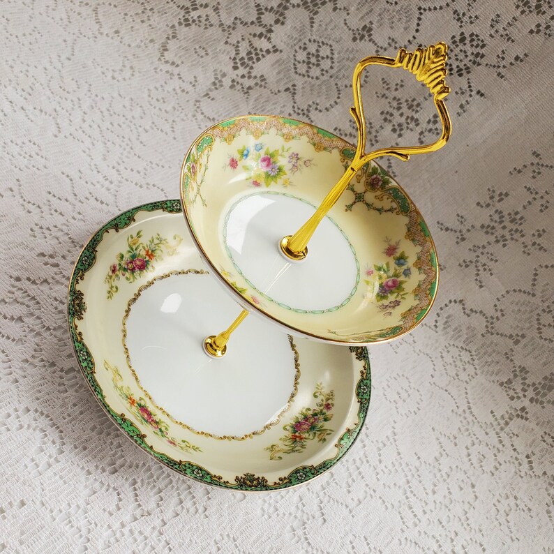 Vintage Meito Two Tier Bowl Stand Mixed Pattern Ardsley and | Etsy