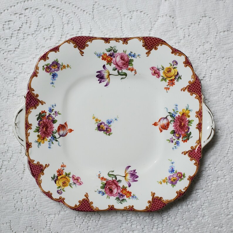 Vintage Aynsley Wilton Pink Plate Set 1 Cake Plate and 4 - Etsy
